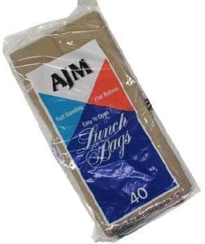 AJM Brown Paper Lunch Bags 40 Count (1 Pack of 40 - Paper)