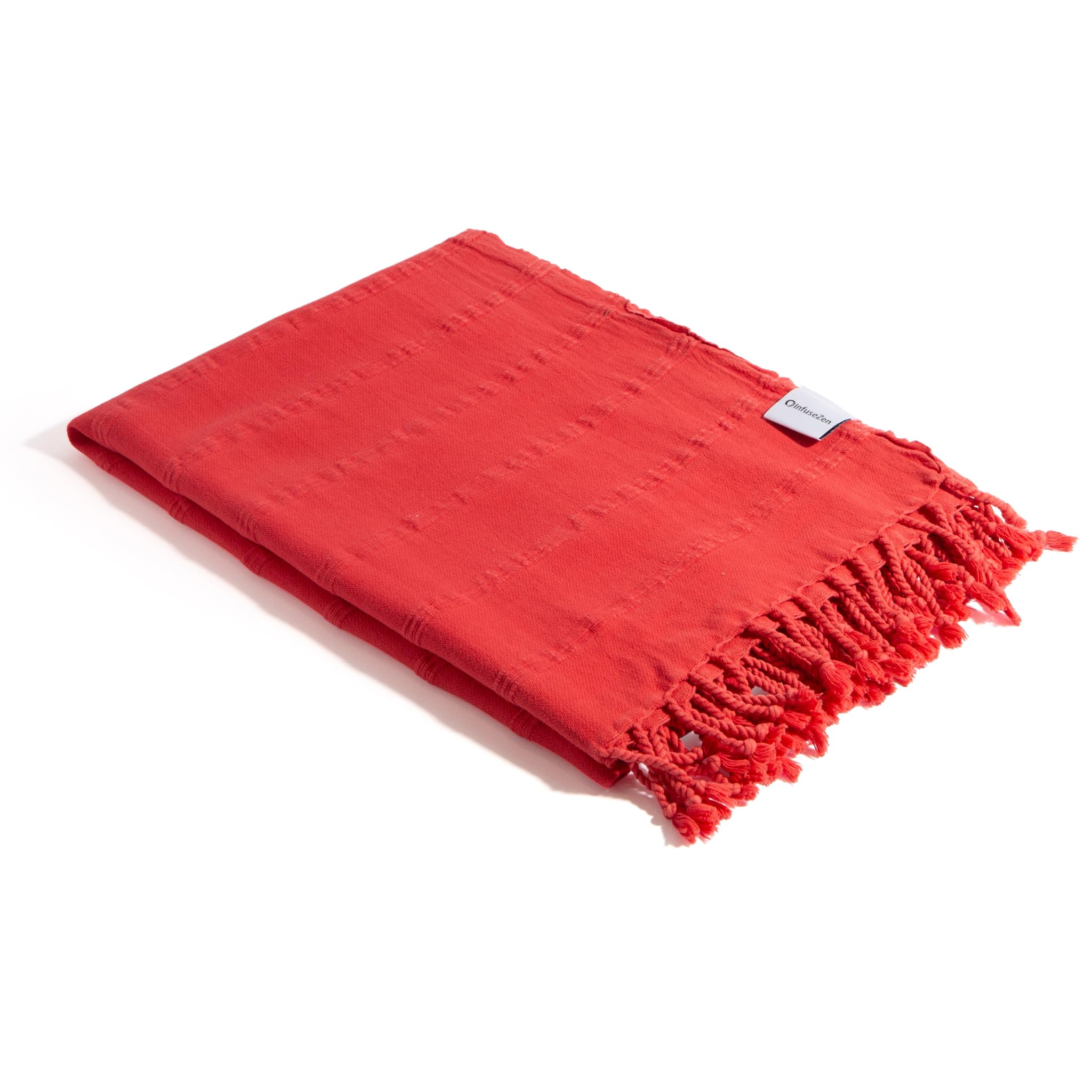 InfuseZen Stonewashed Turkish Bath & Beach Towel –100% Organic Turkish Cotton - Soft, Lightweight, Absorbent - Quick Dry, Sand Free - Swim, Pool, Shower, Travel - Peshtemal, Hammam Spa Towel - Coral