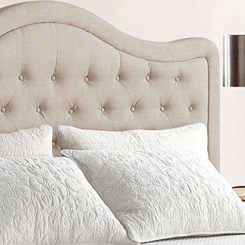 Rosevera Shinola Upholstered Collection Polyester Tufted Button Contemporary Adjustable Headboard for Bed, King, Beige