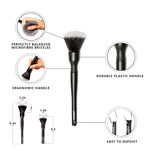Wenage Ultra-Soft Detailing Brush Set with Microfiber Cloth for Scratch-Free Cleaning and Detailing of Delicate Surfaces Interior Exterior Automotive, Leather, Infotainment Screens, Electronics