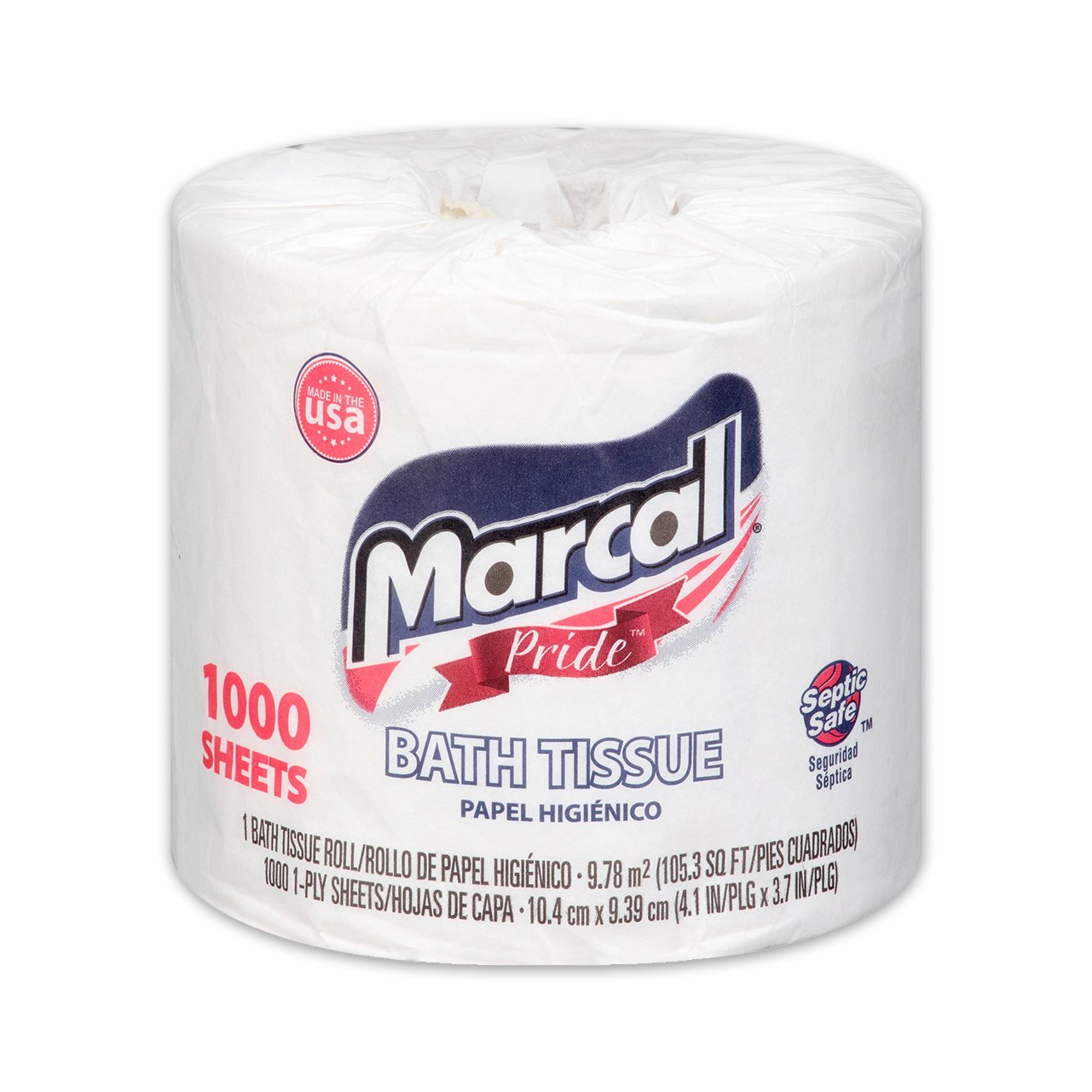 Marcal Pride Toilet Paper, White, 1000 Sheets Per Roll, 20 Rolls Per Case - Sustainable and Chlorine Free Bath Tissue 03408