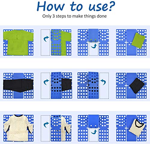 T shirt Clothes Folder Shirt Folding Board Laundry Organizer Easy and Fast for Kid and Adult(Blue&Black)