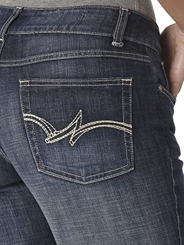 Wrangler Women's Western Mid Rise Stretch Straight Leg Jean, Dark Indigo, 7W x 30L