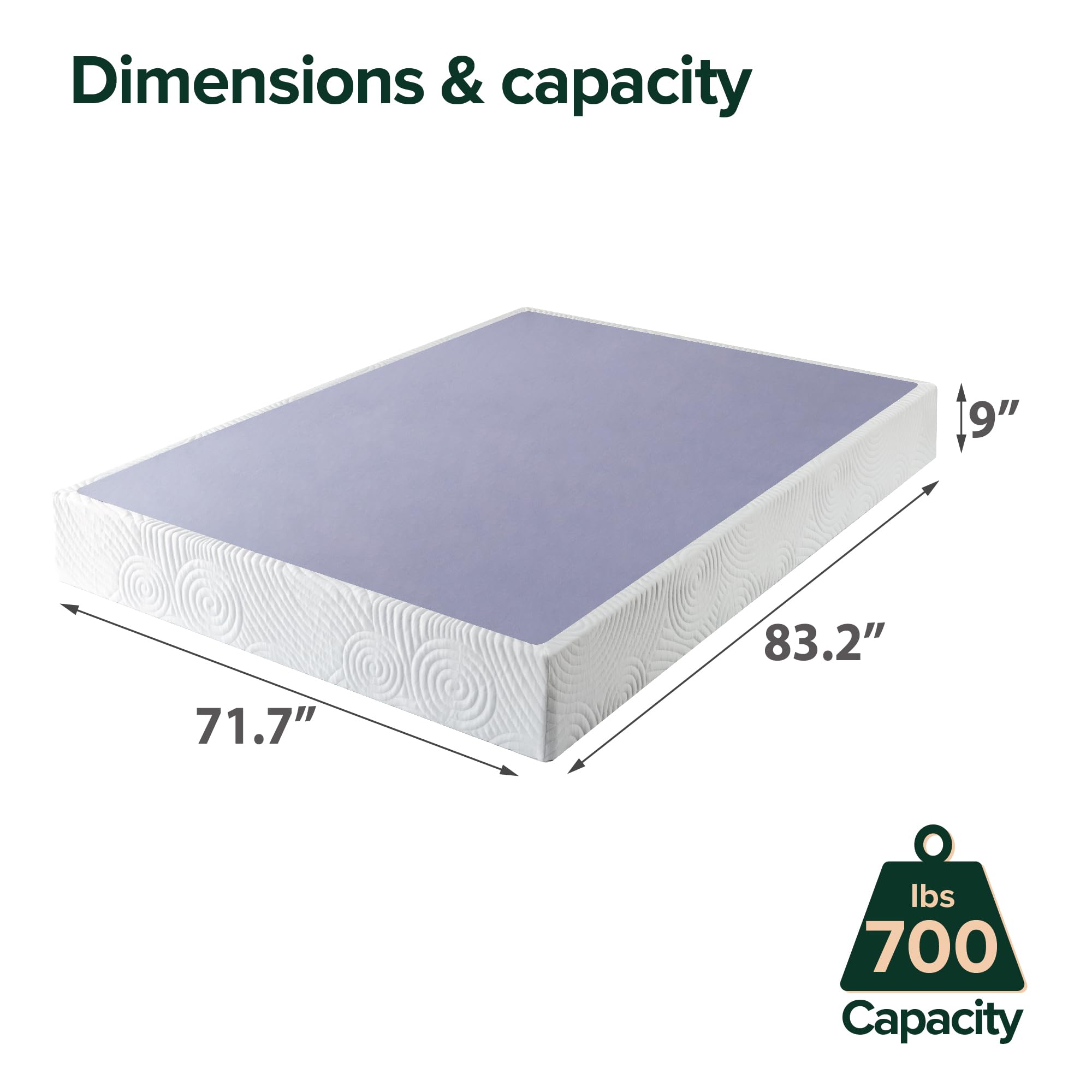 ZINUS Metal Box Spring with Wood Slats, 9 Inch Mattress Foundation, Sturdy Steel Structure, Easy Assembly, California King