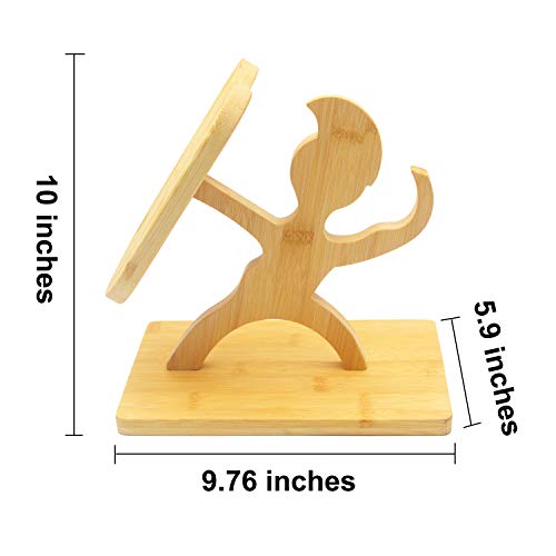 Bamboo Knife Block without Knives, Warrior Shape Kitchen Knife Block Holder, 7 Holes Knife Holder Stand(without Knives)