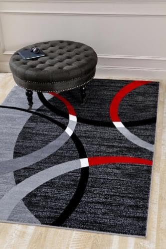 Luxe Weavers Victoria Collection 3895 Gray 2x8 Modern Abstract Geometric Stain Resistant Area Rug