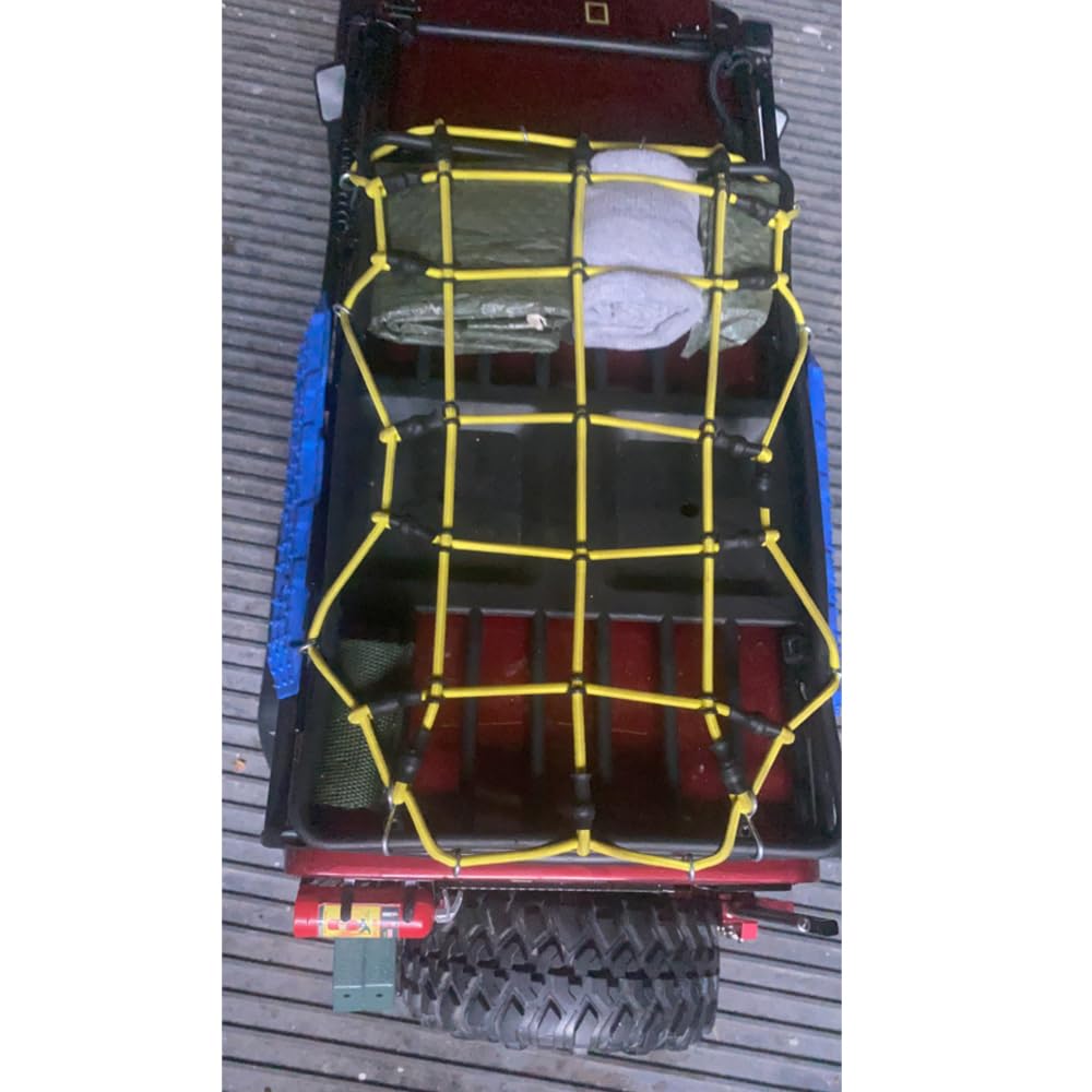 MOHERO 1/10 RC Elastic Luggage Net with Hook for 1:10th RC Vehicles RC Crawler Truck Car D90 TRX4 Roof Rack (Yellow)