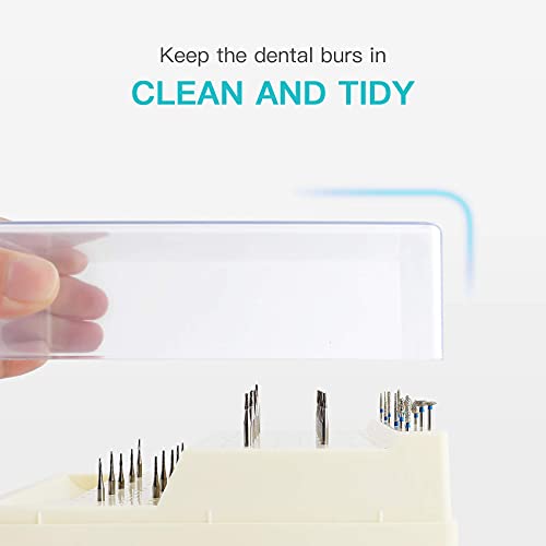 168 Holes Dental Bur Holder Box with Cover and Drawer, Burs Block Station Organizer Case for Bur, Plisher, File - Durable and Sturdy