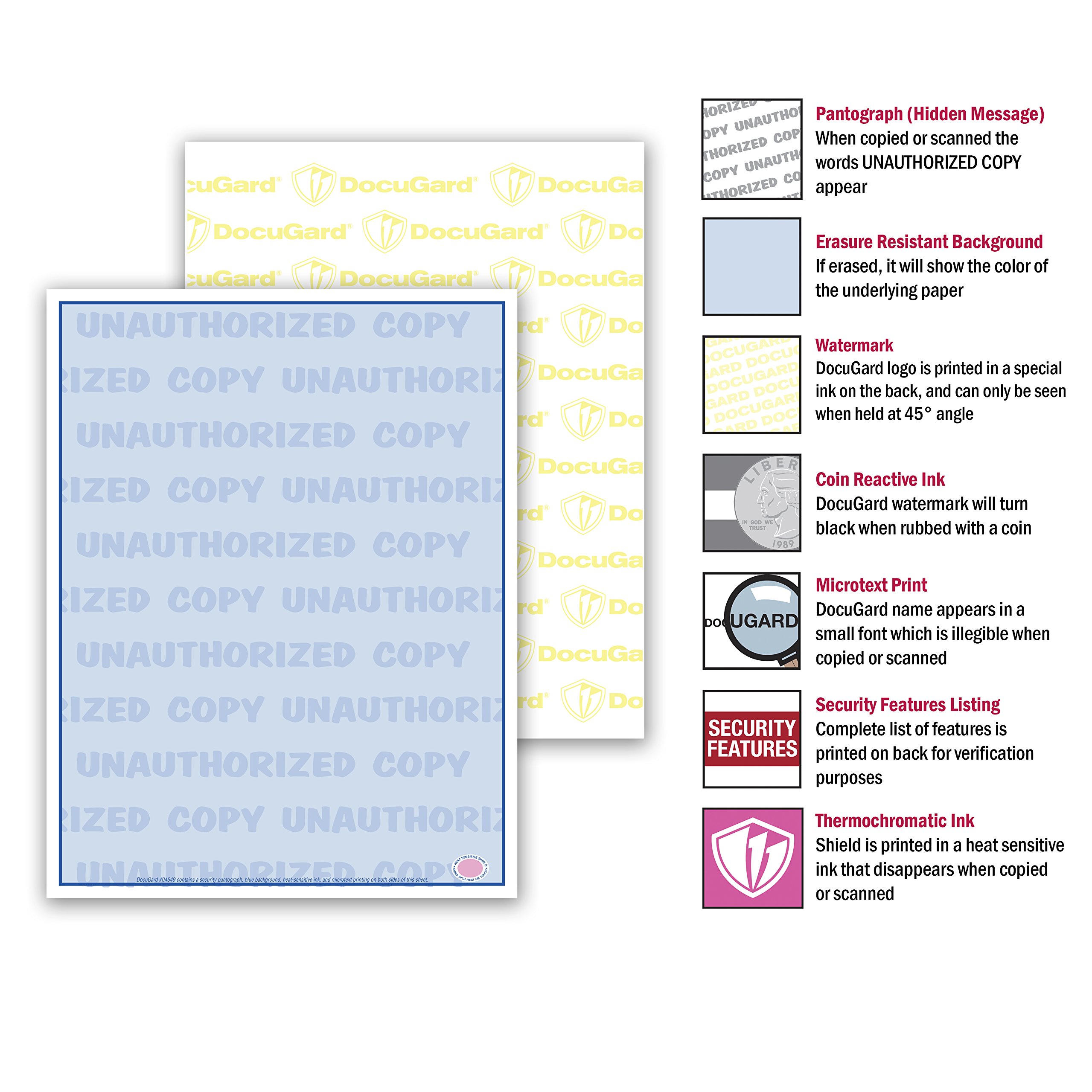 DocuGard Advanced Blue Multi-Purpose Security Paper, 7 Features, 8.5 x 11 Inches, 24 lb, 500 Sheets (04546)