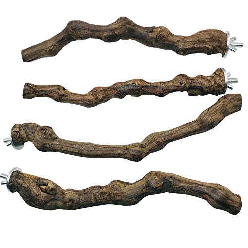 Allazone 5 PCS Bird Perch Natural Grape Stick Bird Standing Stick Swing Chewing Bird Toys Natural Grapevine Bird Cage Perch for Parrot Cages Toy for Cockatiels, Parakeets, Finches