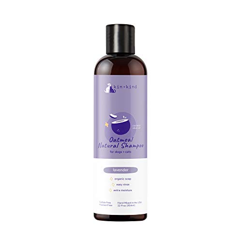 kin+kind Oatmeal Shampoo Lavender for Dogs & Cats Natural Dog Shampoo for Itchy & Sensitive Skin with Colloidal Oatmeal, Olive Oil & Coconut Oil Moisturizing & Safe Pet Shampoo Made in USA (12 fl oz)