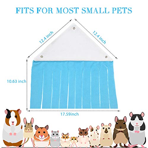 2 Pieces Guinea Pig Hideout Small Animal Corner Fleece Hideaway Cute Ferret Hammock and Sleeping Bed for Ferrets Chinchillas Small Pets (Grey with Blue, Grey with Green, Patternless)