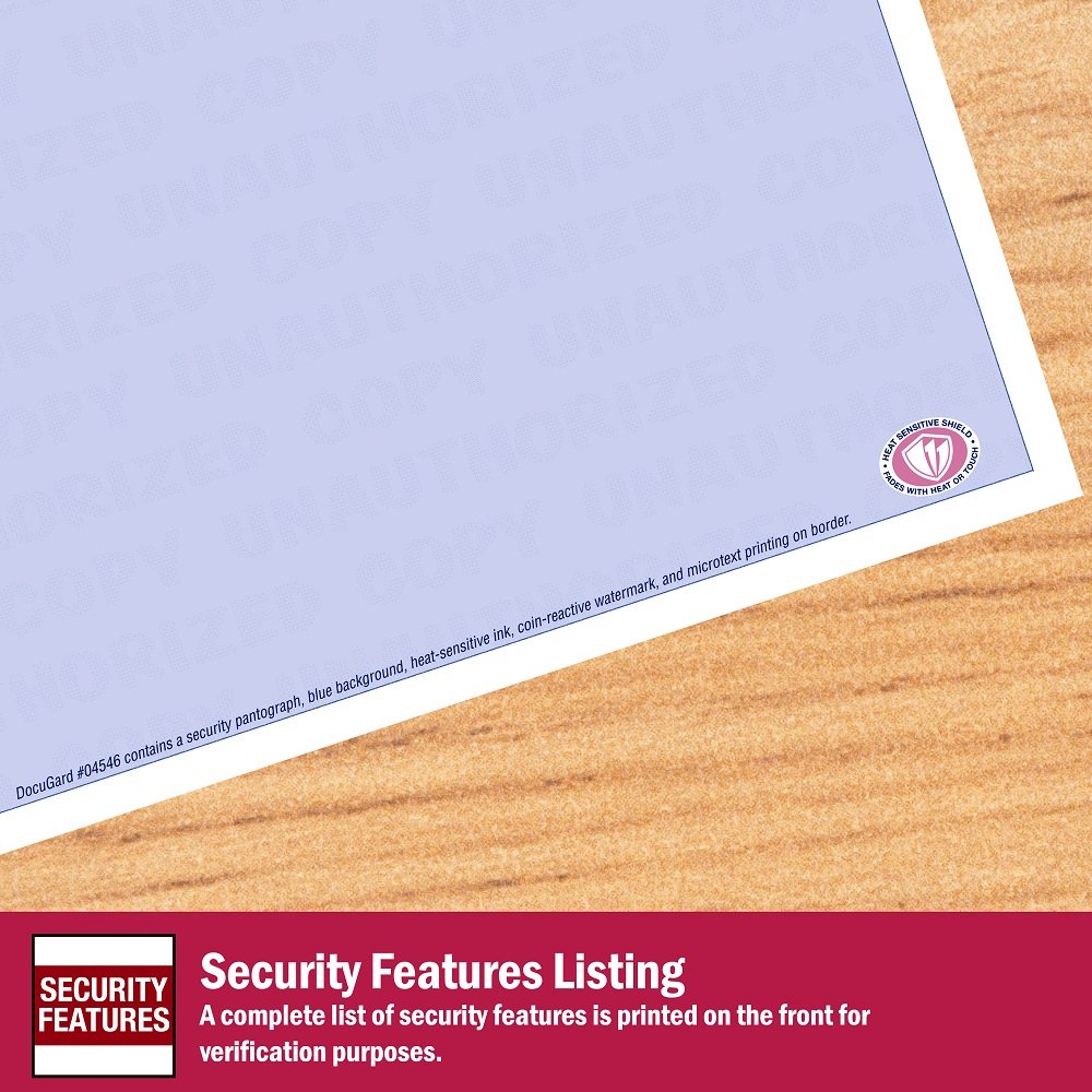 DocuGard Advanced Blue Multi-Purpose Security Paper, 7 Features, 8.5 x 11 Inches, 24 lb, 500 Sheets (04546)