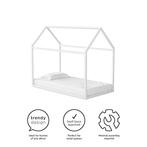 Little Seeds Rowan Valley Skyler Kids Metal House, Twin Size Frame, White Bed (DA4037119LS)
