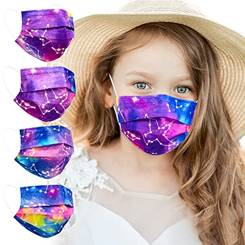 Disposable Face Masks, Small Size - Not for Adults, Individually Wrapped Face Masks with Designs, 3 Ply Breathable Printed Colorful Cute Mask with Nose Wire Elastic Ear Loop for Girls School, Outdoor