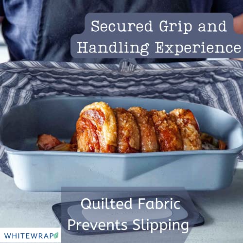 WHITEWRAP Quilted Double Oven Mitt |35”x7.5”| Heat Resistant Oven Gloves to Protect Hands and Arms| Cooking Gloves | BBQ, Cooking, Baking, Grilling, Microwave | Handling Hot Pots and Pans |2-Pack Blue