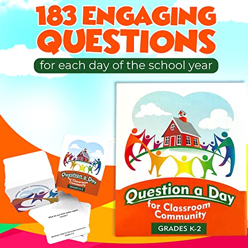 Bended Productions 183 Question a Day Cards Elementary School | Teacher Created Morning Meeting Chips for Teachers and Students | Classroom Conversation & Writing Prompt Cards Grades K-2