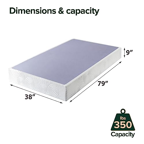 ZINUS Metal Box Spring with Wood Slats, 9 Inch Mattress Foundation, Sturdy Steel Structure, Easy Assembly, Twin XL