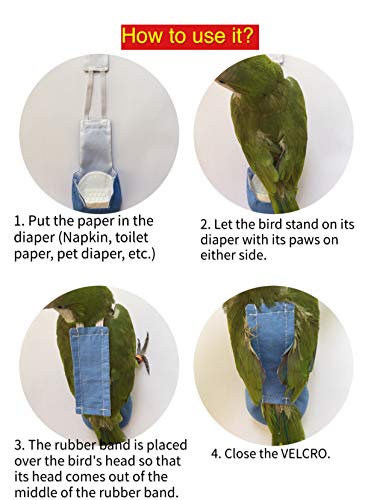 HEZHUO Bird Clothes Parrot Diapers Bird Flight Suits, Reusable Waterproof Diapers pet Bird Supplies Poli (M)