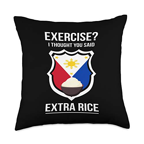 Manila Gift Ideas Filipina & Filipino Funny Filipina Filipino Food Joke Rice Philippines Throw Pillow, 18x18, Multicolor