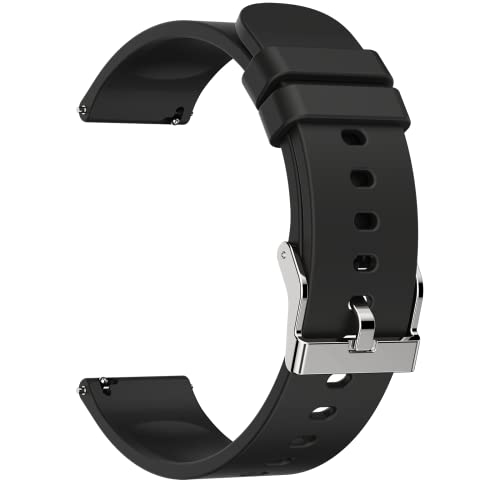 Donerton Smart Watch Bands, Man Adjustable Replacement Bands Silicone Watch Straps, Soft Silicone Hole Wristband Flexible Soft Strap Wristband Accessory P22 Smart Watch, 20mm, Black