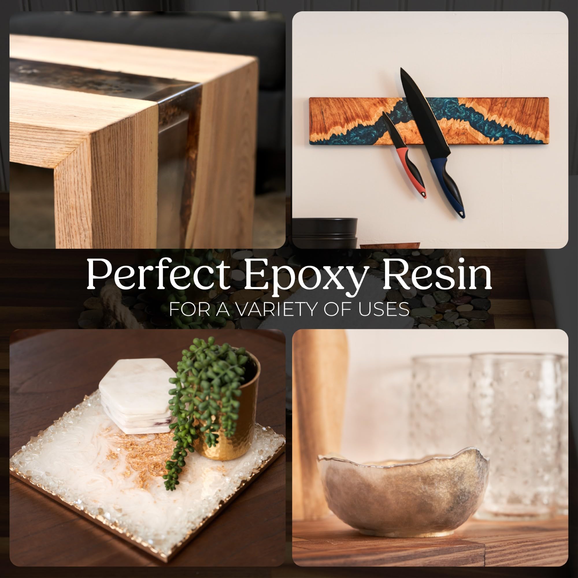 Promise Epoxy Resin Kit 64 oz - Crystal Clear, UV Resistant, Self Leveling, Food Safe for Table Top, Arts and Crafts, Wood Casting, Jewelry Making, Use with Mica Powder, Silicone Molds, Alcohol Ink