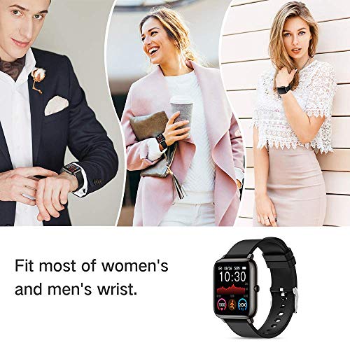 Donerton Smart Watch Bands, Man Adjustable Replacement Bands Silicone Watch Straps, Soft Silicone Hole Wristband Flexible Soft Strap Wristband Accessory P22 Smart Watch, 20mm, Black