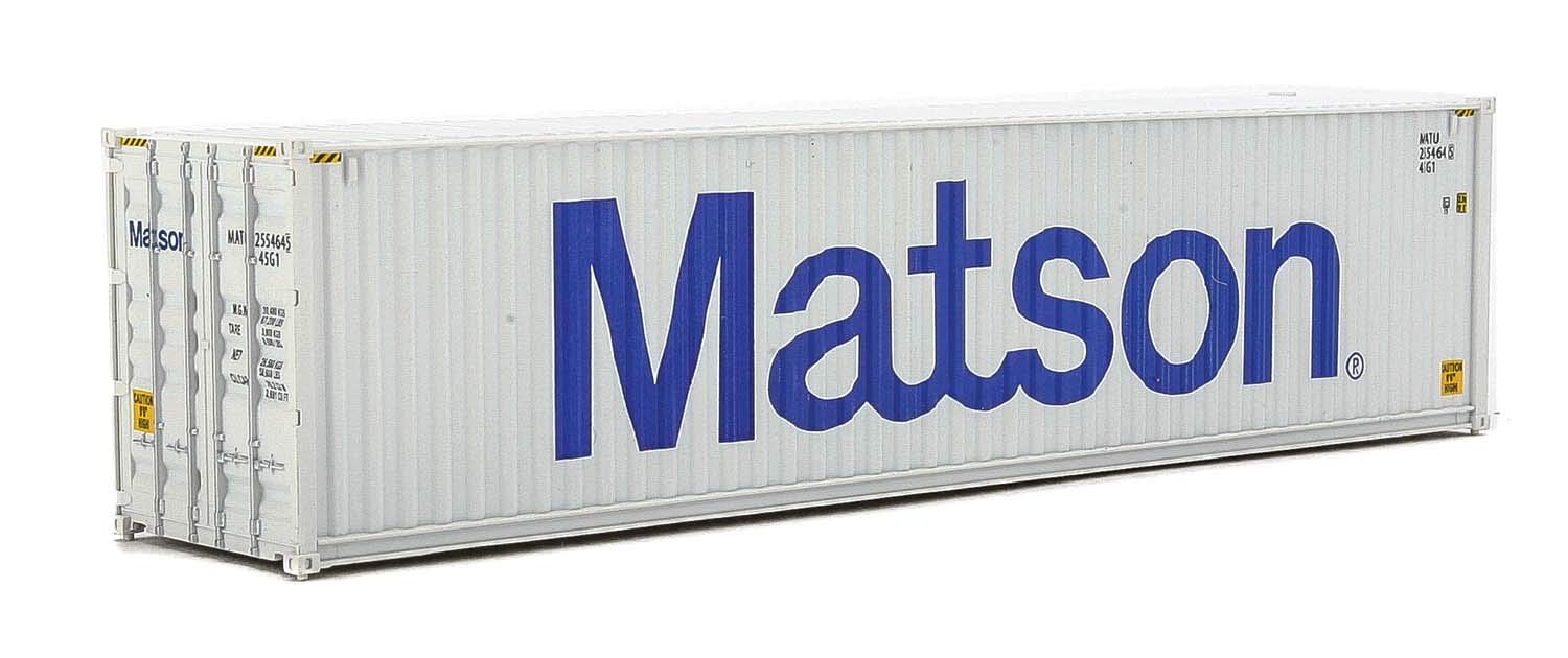 Walthers SceneMaster HO Scale Model of Matson (Gray, Blue) 40' Hi Cube Corrugated Side Container,949-8263