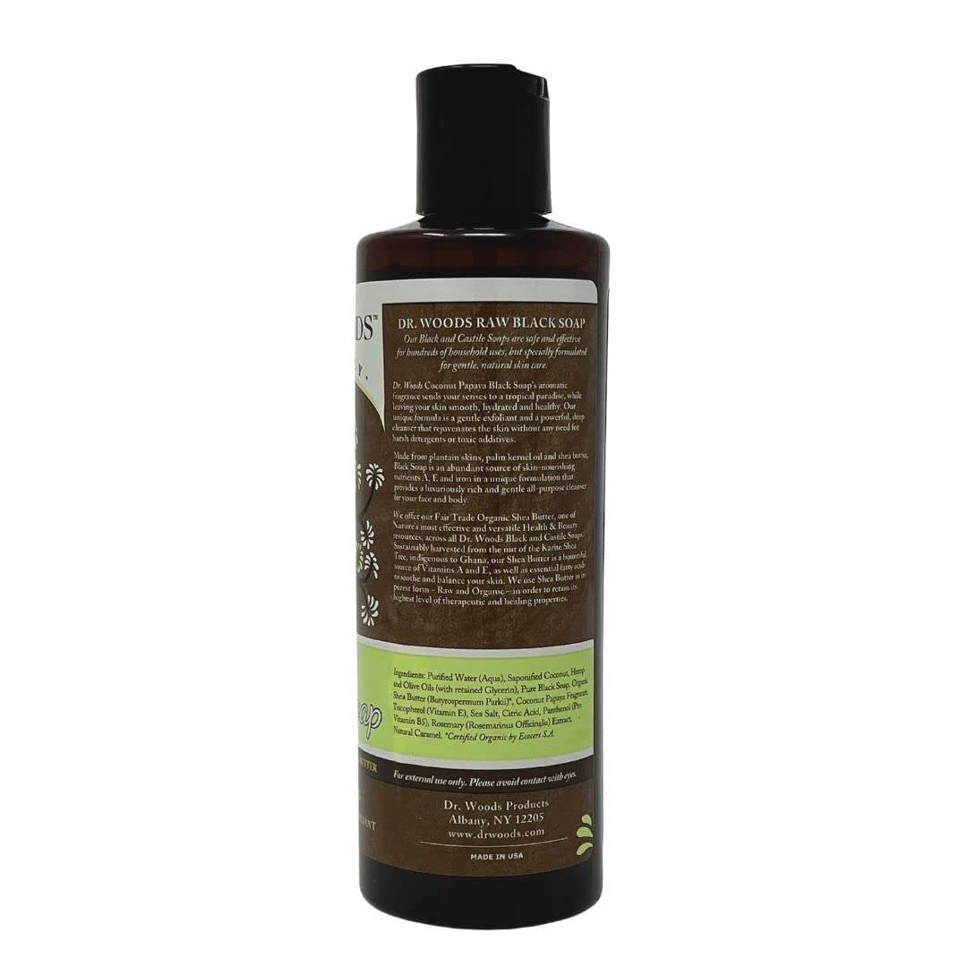 Dr. Woods Raw Moisturizing Black Coconut Papaya Soap with Organic Shea Butter, 8 Ounce