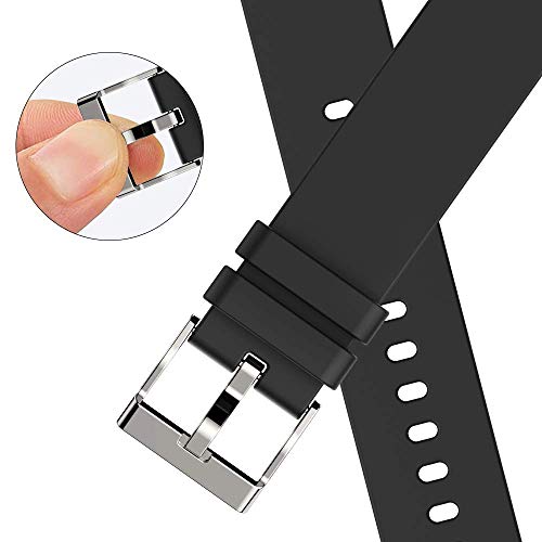 Donerton Smart Watch Bands, Man Adjustable Replacement Bands Silicone Watch Straps, Soft Silicone Hole Wristband Flexible Soft Strap Wristband Accessory P22 Smart Watch, 20mm, Black