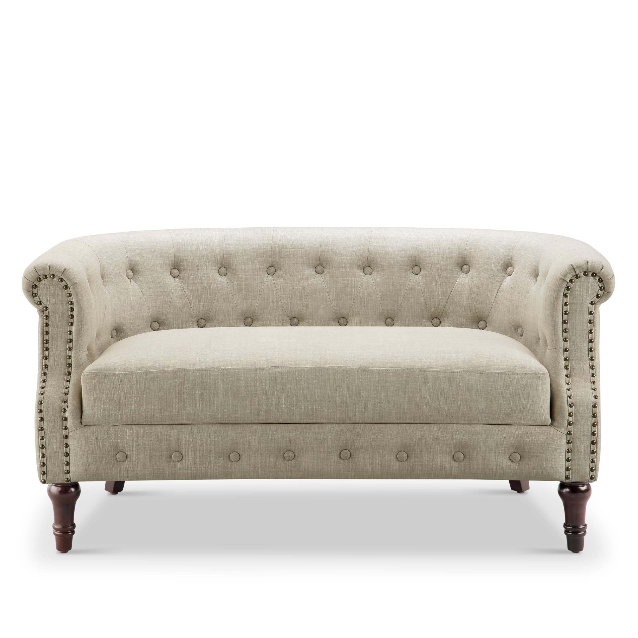 ROSEVERA Garner Chesterfield Settee Loveseat, Brown