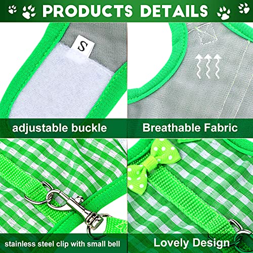 3 Pieces Guinea Pig Harness with Leash Small Pet Harness Fruit Plaid Pattern Adjustable Padded Walking Vest for Pet Hamster Ferret and Squirrel Small Animals (Pineapple, Blue, Green Plaid, Small)