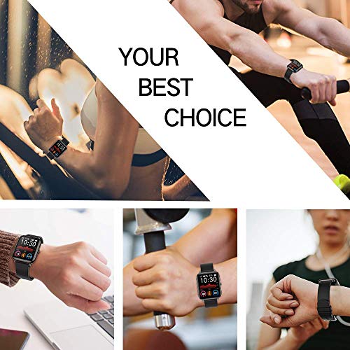 Donerton Smart Watch Bands, Man Adjustable Replacement Bands Silicone Watch Straps, Soft Silicone Hole Wristband Flexible Soft Strap Wristband Accessory P22 Smart Watch, 20mm, Black