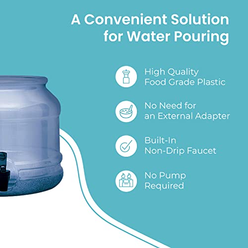 Blue Plastic Water Jug Dispenser Base with Spigot for 5 Gallon Water Bottle, BPA Free Water Dispenser for Stand or Countertop