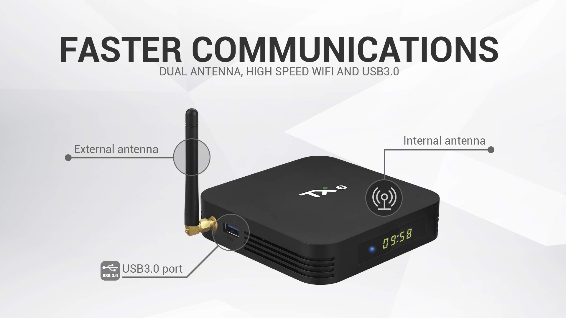 TX6 Android tv Box Android 9.0 4GB DDR3 + 64GB H6 up to 1.5 GHz Quad core ARM Cortex-A53 4K/6K 2.4G+5G WiFi 5.0 BT 4.1 Smart TV Box