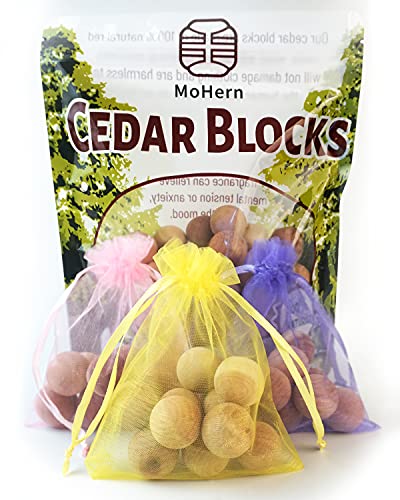 MoHern Cedar Balls for Clothes Storage, 30 Pcs Cedar Blocks for Clothes Storage, Cedar Chips for Clothes Storage