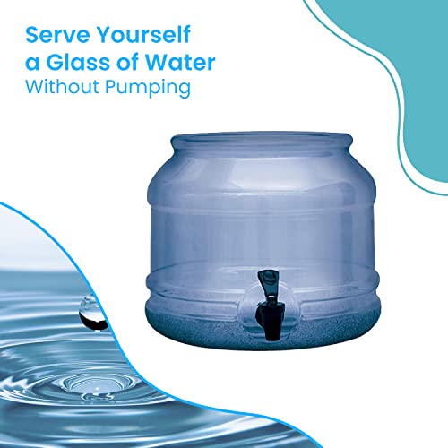 Blue Plastic Water Jug Dispenser Base with Spigot for 5 Gallon Water Bottle, BPA Free Water Dispenser for Stand or Countertop
