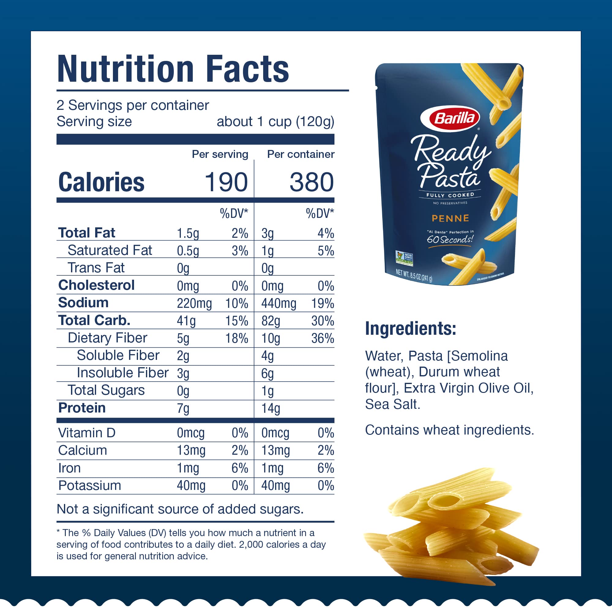BARILLA Ready Pasta, Penne Non-GMO, No Preservatives 8.5 Ounce (Pack of 6)