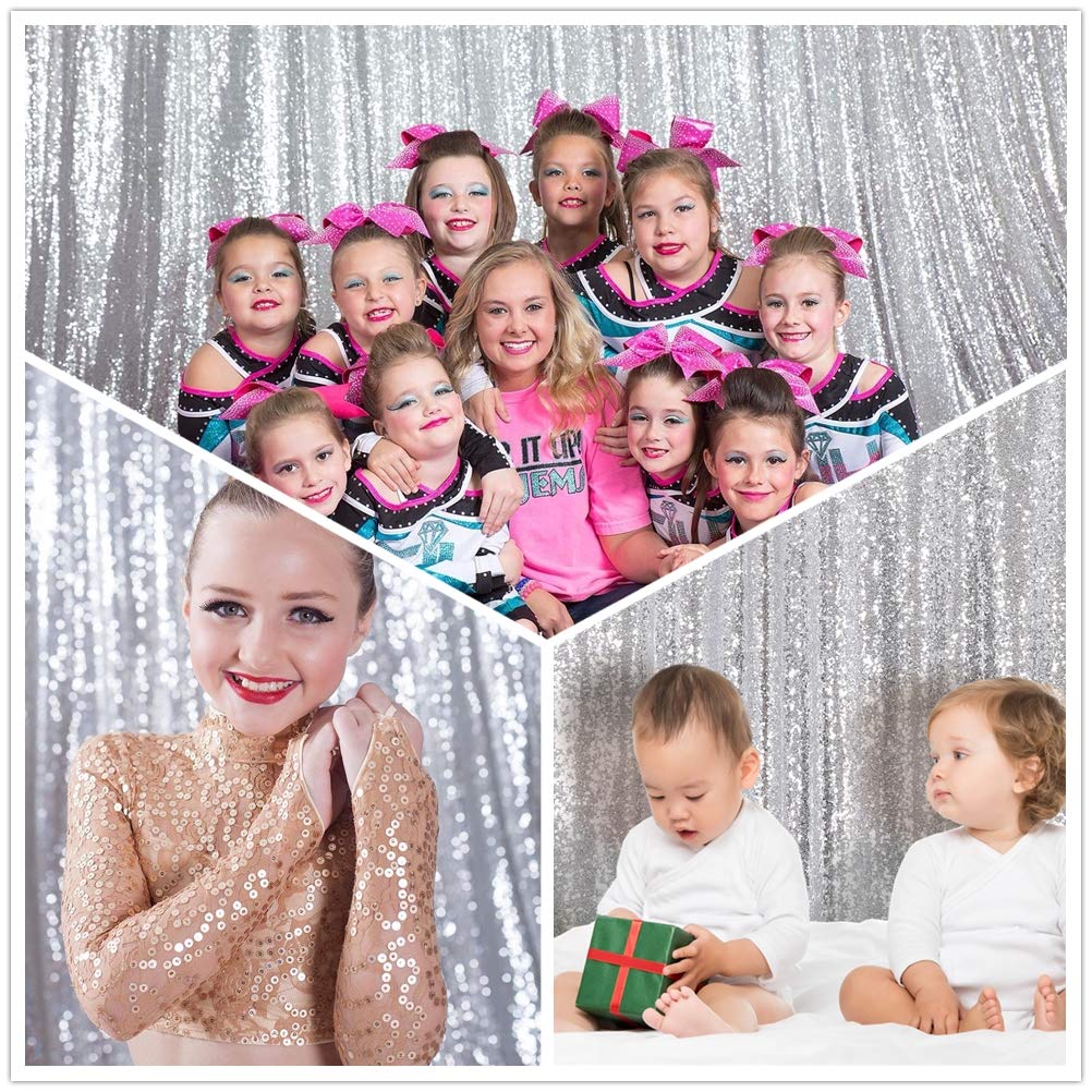 Eternal Beauty Silver Sequin Backdrop, 4x6 Ft Glitter Background Curtains for Shimmer Photography Party Wedding Birthday Back Drop Decor