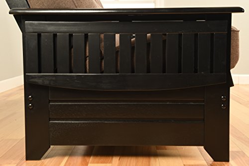 Kodiak Furniture Phoenix Full Size Futon In Black Finish With Storage Drawers, Suede Gray