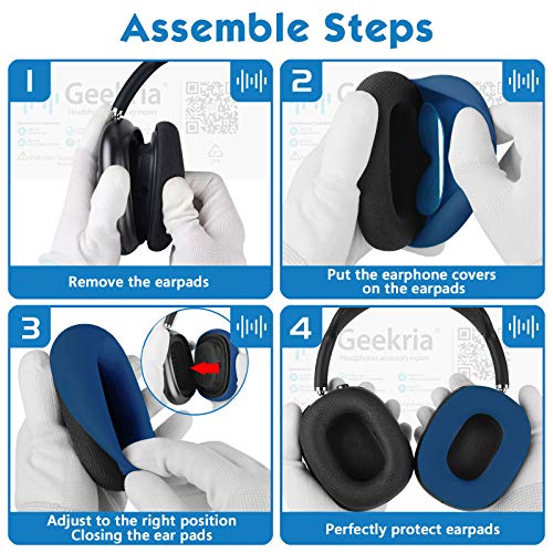 Geekria Silicone Earpad Covers Compatible with AirPod Max, Earpad Protector/Earphone Covers/Earpad Cushion/Ear Pad Covers/Headphone Covers, Easy Installation No Tool Needed (Dark Blue)