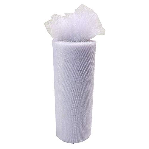 Yuanchuan Solid White Tulle Rolls 6 inch x 25 Yards (75 feet) Solid Color for Table Runner Chair Sash Bow Pet Tutu Skirt Sewing Crafting Fabric Wedding Birthday Ribbon (White)