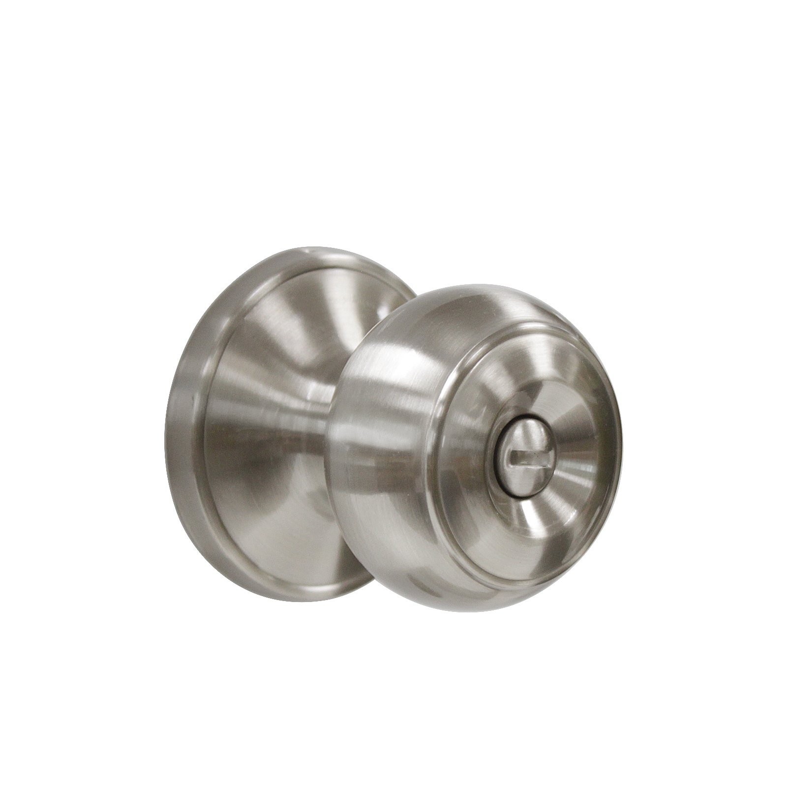Gobrico 6 Pack Bathroom Bedroom Door Knobs Hardware, Round Privacy Knobs Locksets Interior Door Handles, Satin Nickel Finished, Stainless Steel Doorknob Bulk Pack