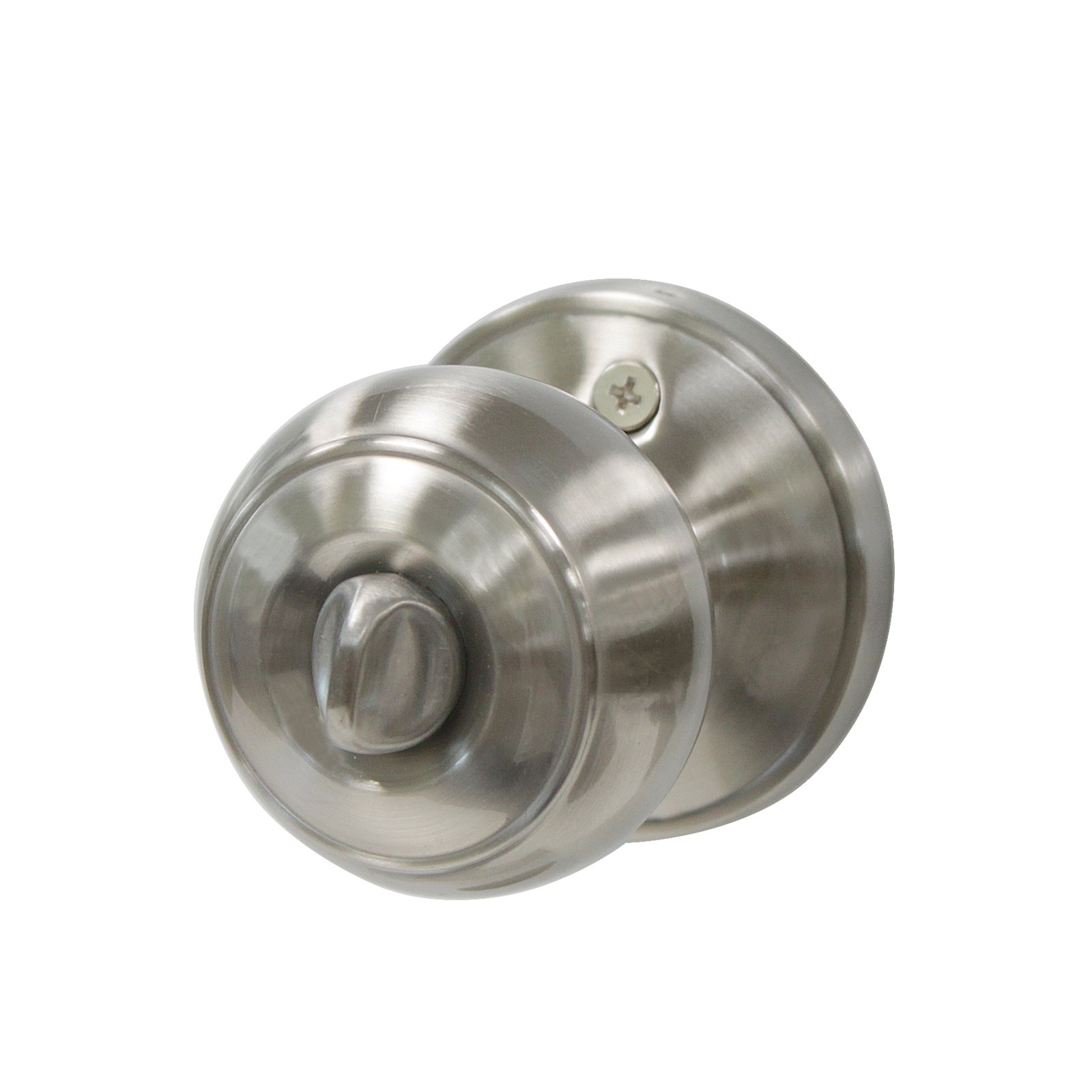 Gobrico 6 Pack Bathroom Bedroom Door Knobs Hardware, Round Privacy Knobs Locksets Interior Door Handles, Satin Nickel Finished, Stainless Steel Doorknob Bulk Pack