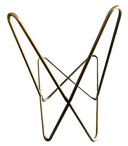 Shy Shy Let’s Touch The Sky Leather Living Room Chairs-Butterfly Chair Brown Leather Butterfly Chair-Handmade with Powder Coated Folding Iron Frame (Cover with Folding Frame) (Golden Frame)