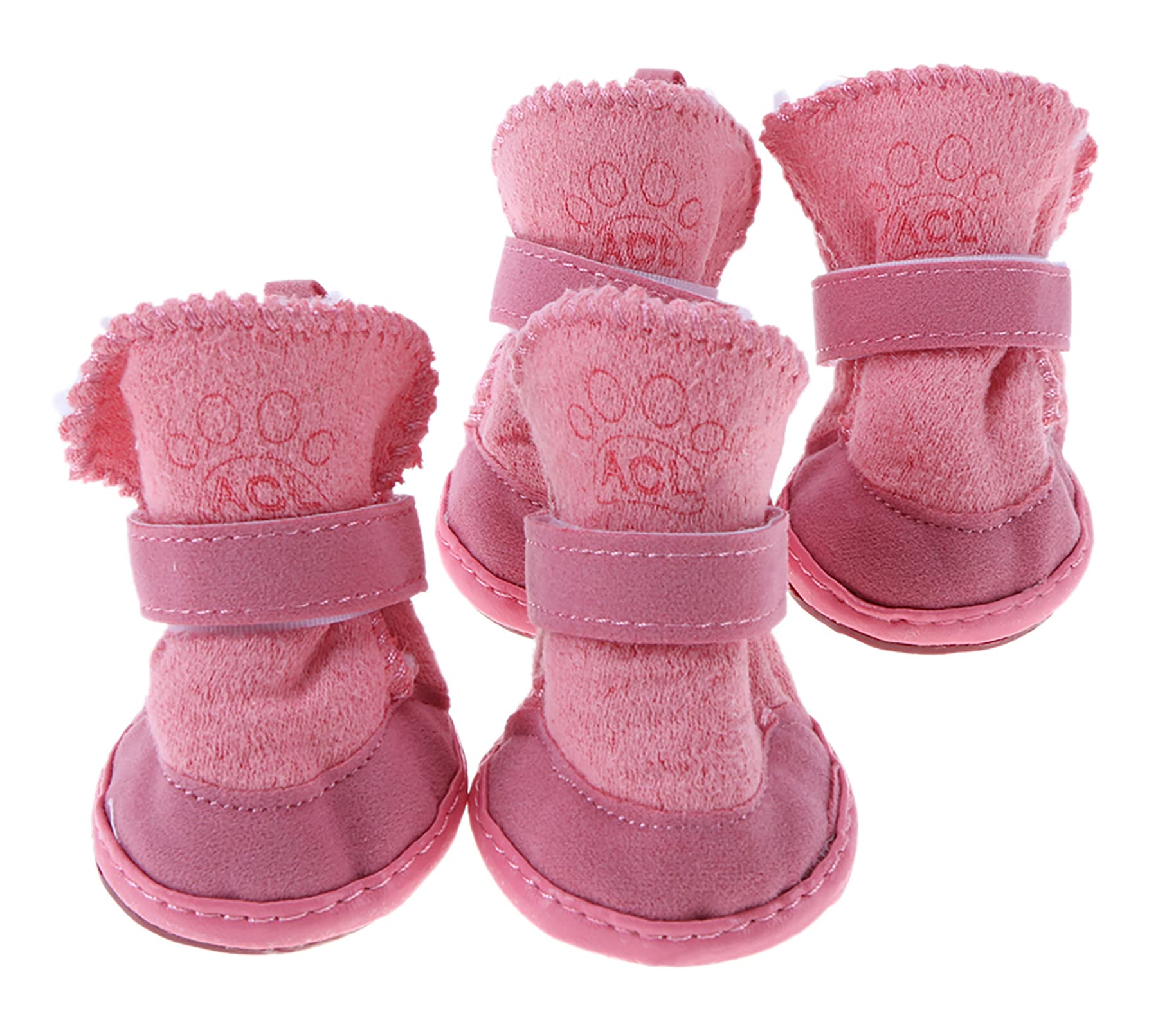 GabeFish Puppy Cute Cozy Warm Anti Slip Winter Boots for Small Medium Dogs Pets Cats Thicken Fleece Snow Shoes Pink Medium