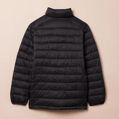 Amazon Essentials Boys' Lightweight Water-Resistant Packable Puffer Jacket, Black, Small