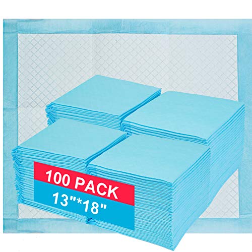 Bolux Dog and Puppy Training Pads, 13βΓ18β Disposable Dog Pee Pads, 100/Counts Ultra Absorbent & Leak-Proof Pet Underpads, Dry Quickly Pee Pad for Dog Cats Rabbits or Other House Training Pets