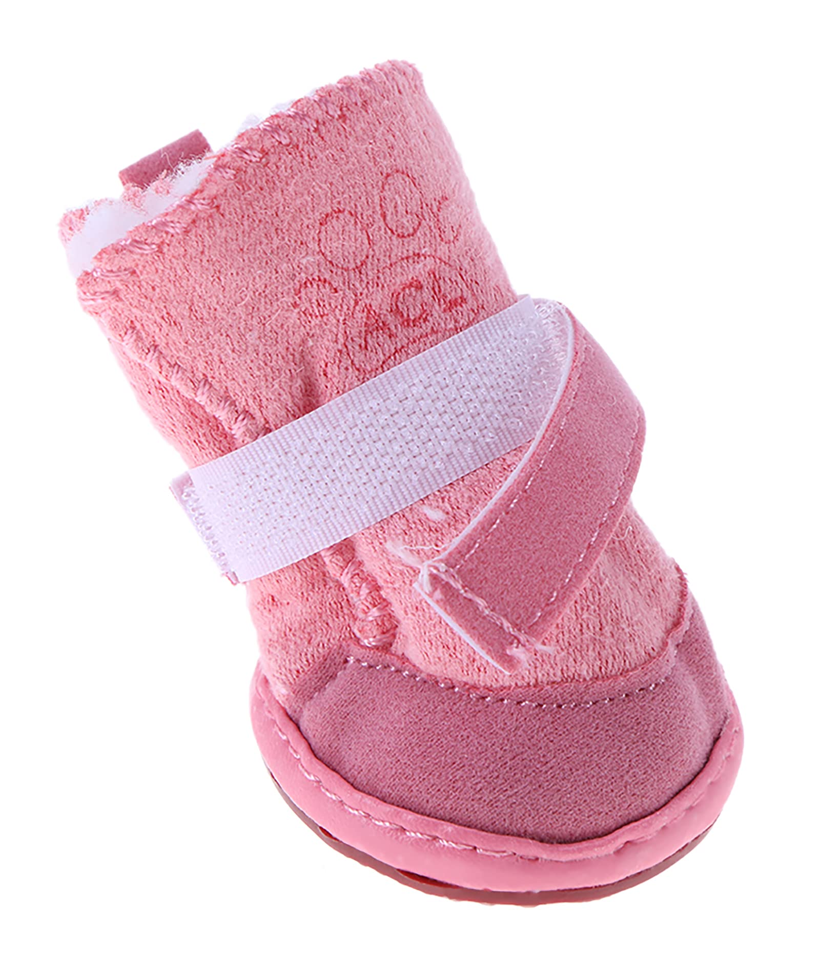GabeFish Puppy Cute Cozy Warm Anti Slip Winter Boots for Small Medium Dogs Pets Cats Thicken Fleece Snow Shoes Pink Medium