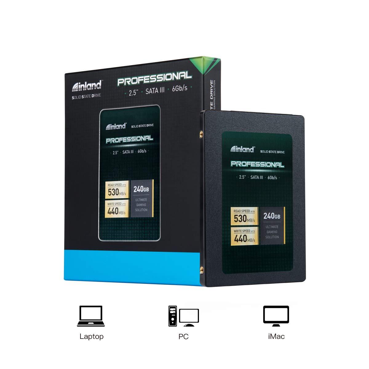 INLAND Professional 240GB SSD 3D NAND SATA III 6Gb/s 2.5" 7mm Internal Solid State Drive (240G)